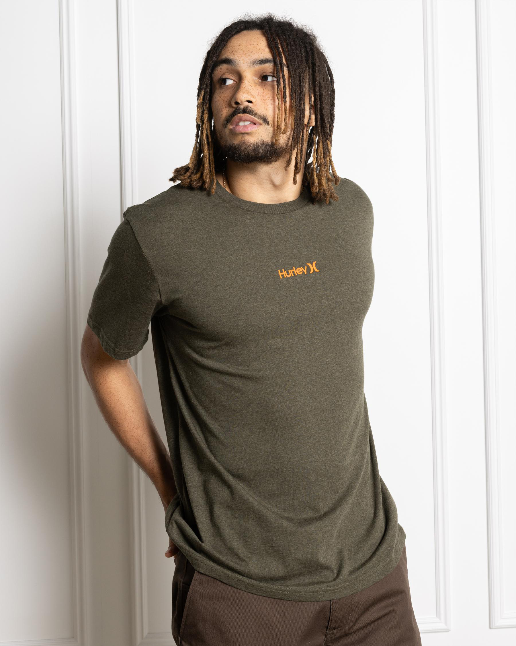 Shop Hurley One & Only T-Shirt In Heather Army - Fast Shipping & Easy ...