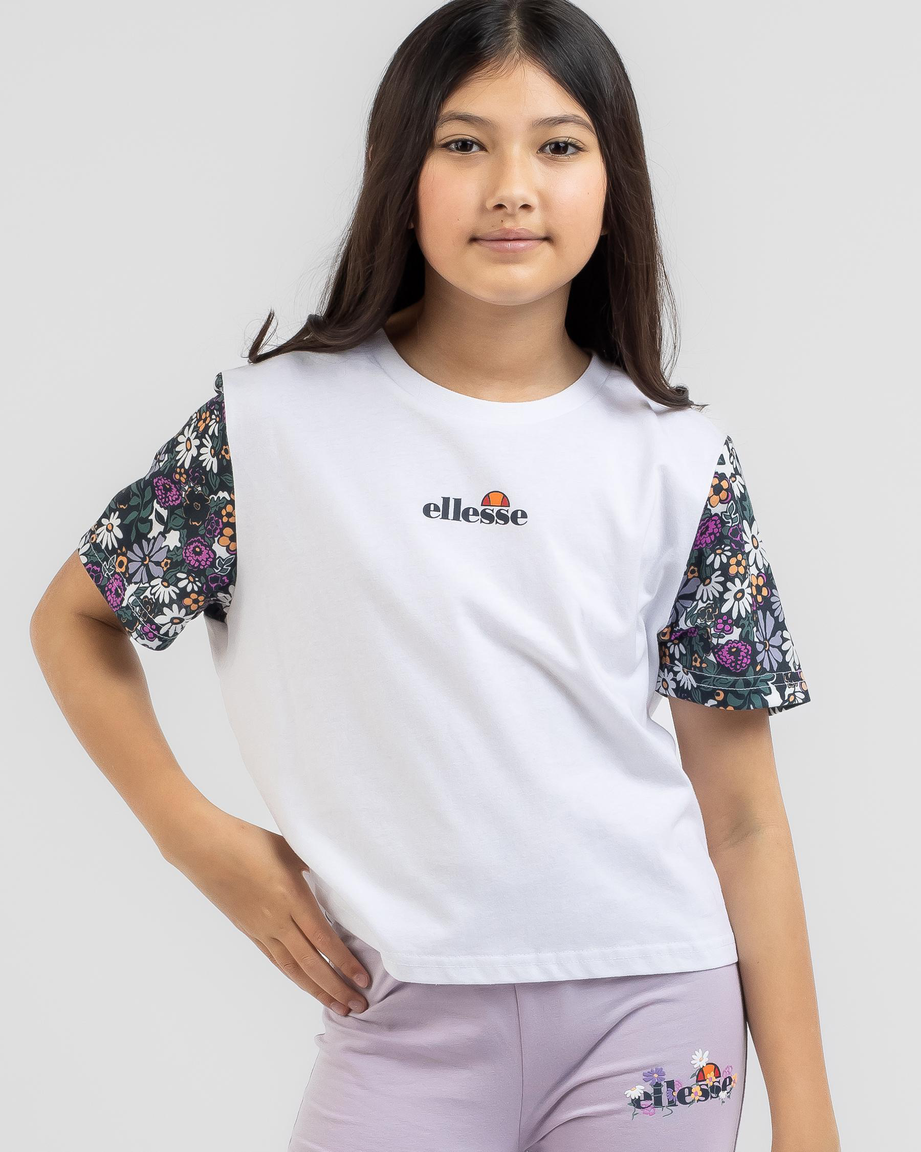 Shop Ellesse Girls' Pollaro Cropped T-Shirt In White - Fast Shipping ...