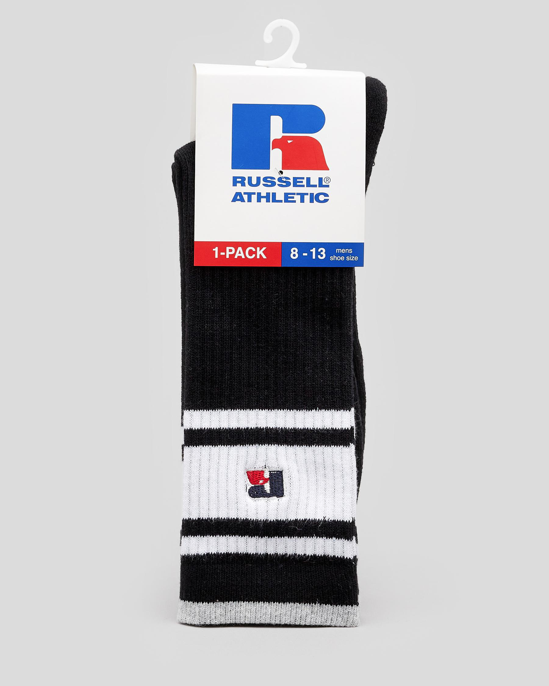 Shop Russell Athletic Atlanta Fashion Single Socks In Black/white ...