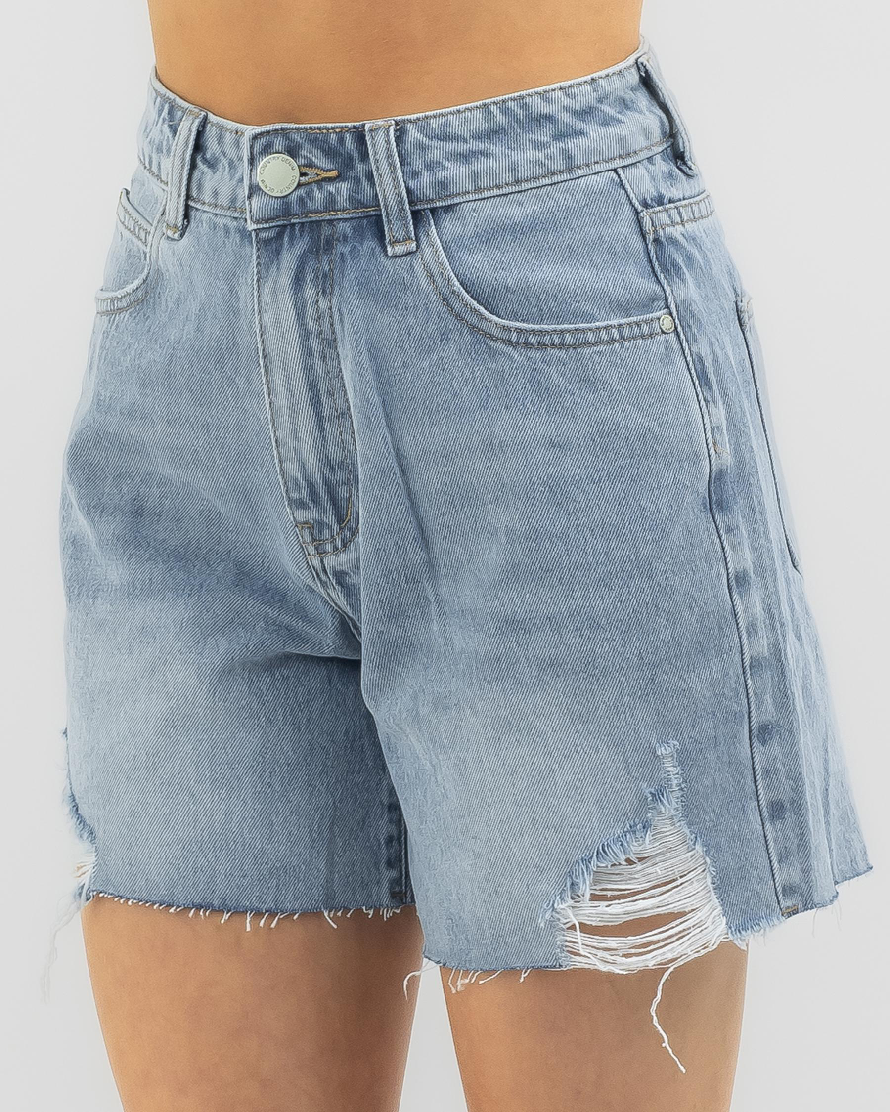 Shop Country Denim Philly Shorts In Light Mid - Fast Shipping & Easy ...