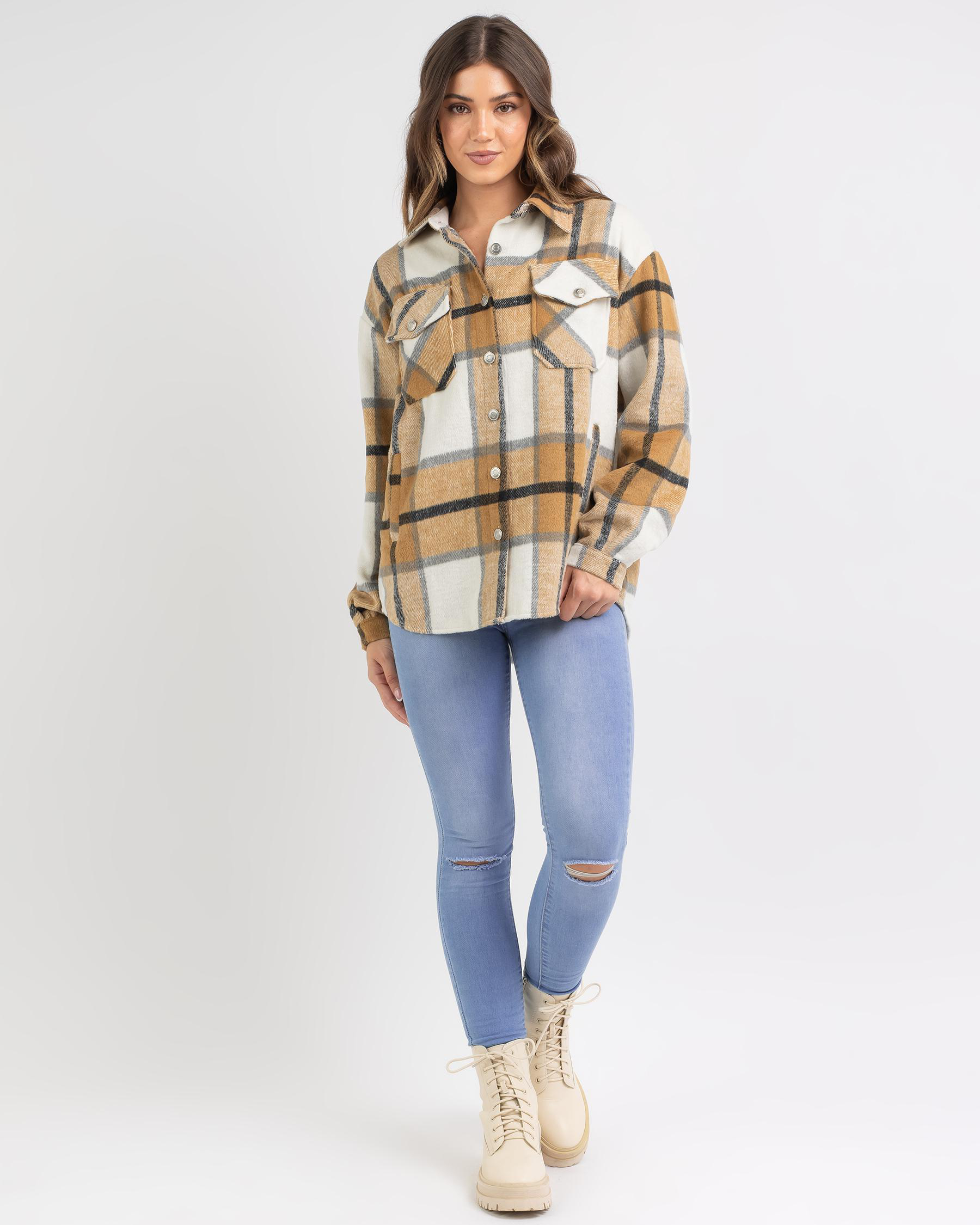 Shop Ava And Ever Colton Shacket In Beige - Fast Shipping & Easy ...