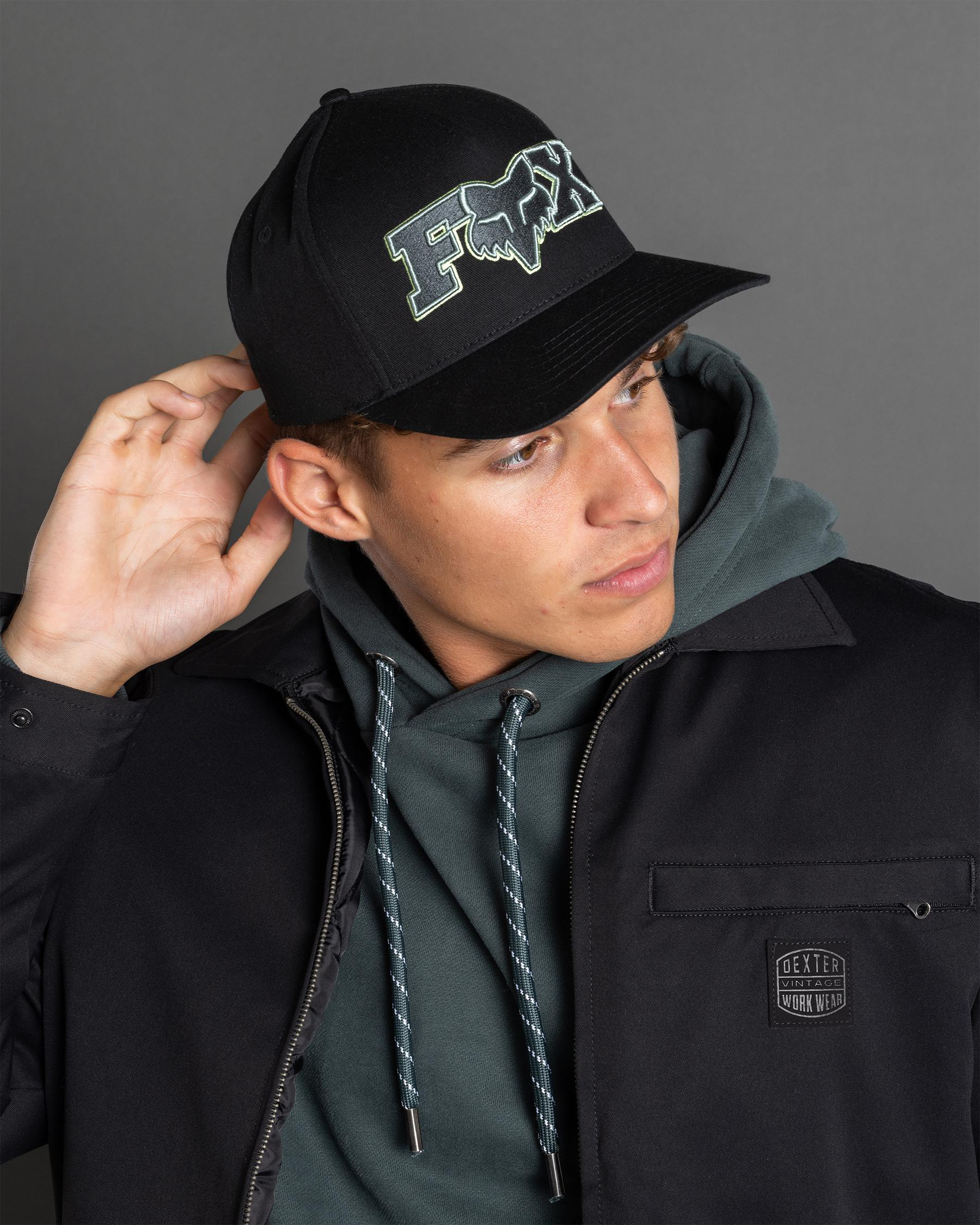 Shop Fox Ellipsoid Flexfit Cap In Black/green - Fast Shipping & Easy ...