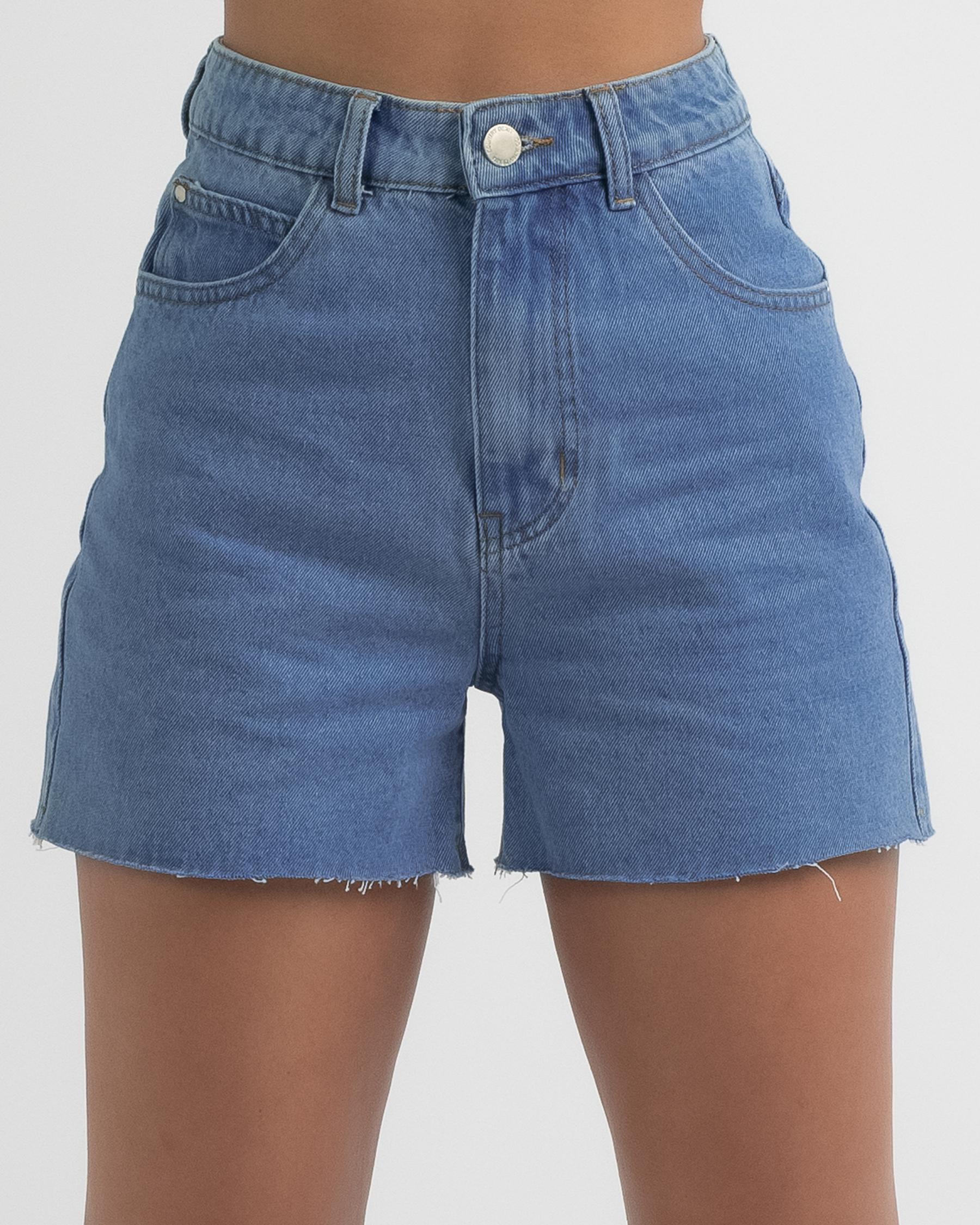 Shop Country Denim Calile Shorts In Mid Blue - Fast Shipping & Easy ...