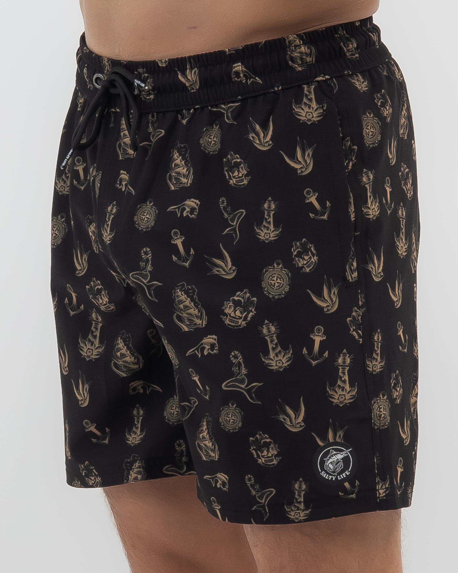 Shop Salty Life Nautical Mully Shorts In Black - Fast Shipping & Easy ...