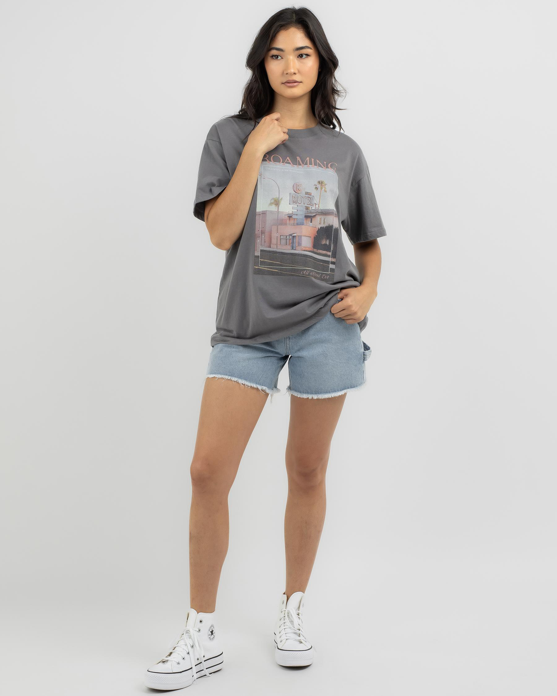 Shop All About Eve Destination T-Shirt In Charcoal - Fast Shipping ...