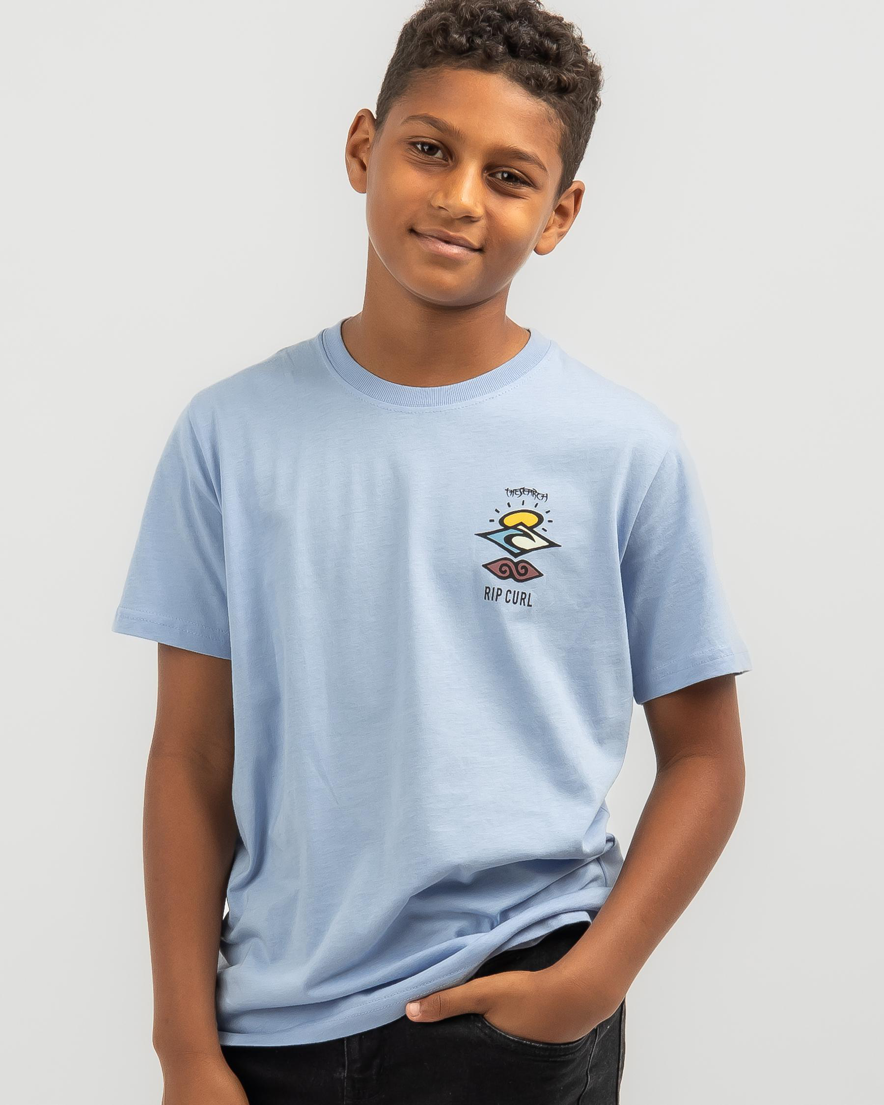 Shop Rip Curl Boys' Search Icon T-Shirt In Cool Blue - Fast Shipping ...
