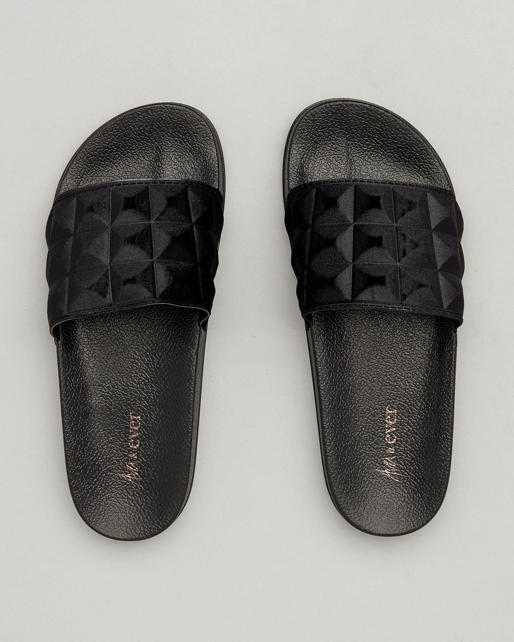 Ava And Ever Ebony Slide Sandals In Black - FREE* Shipping & Easy ...