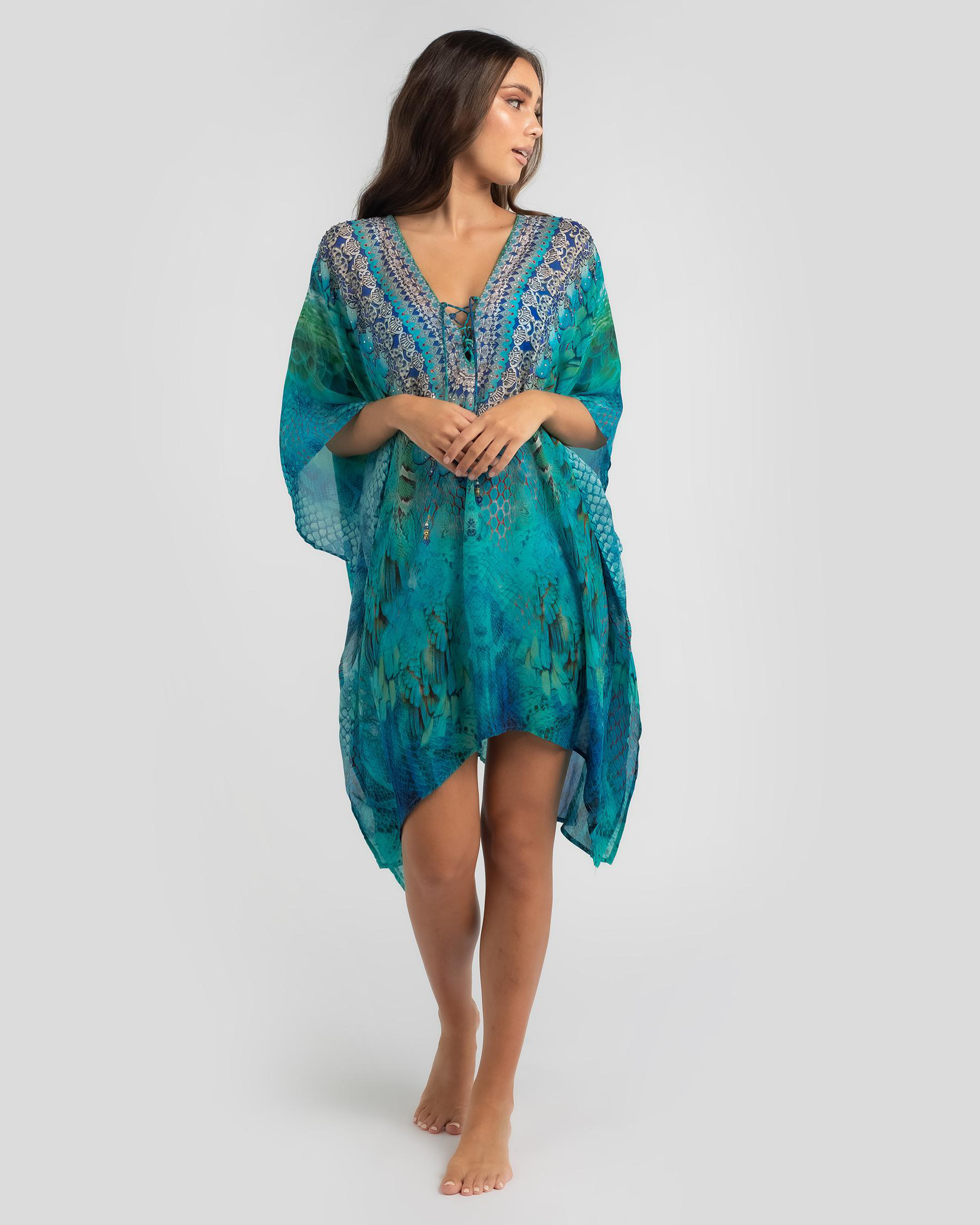 Shop Kaiami Stassie Beach Cover In Blue/green - Fast Shipping & Easy ...