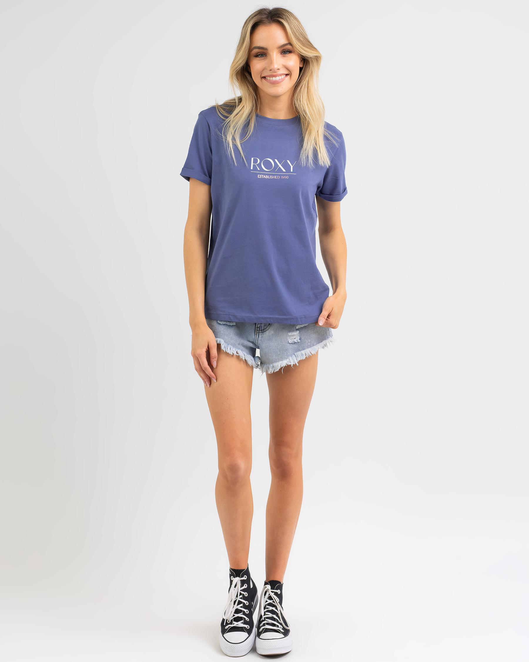 Shop Roxy Noon Ocean T-Shirt In Bijou Blue - Fast Shipping & Easy ...