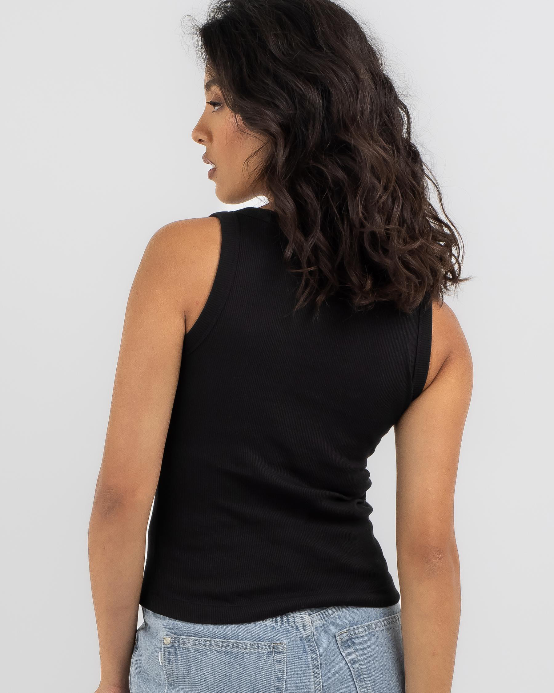 Shop Calvin Klein Woven Label Tank Top In Ck Black - Fast Shipping ...